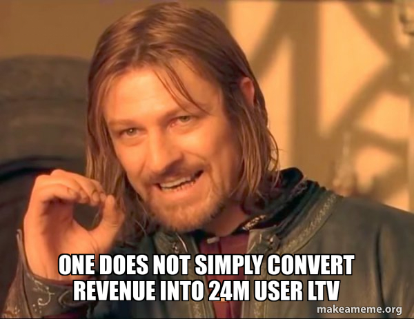 one does not simply convert revenue into 24m user ltv - One Does Not ...