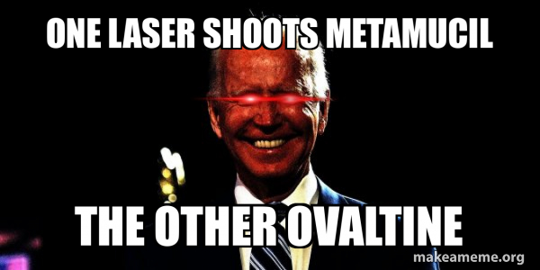 one laser shoots metamucil the other ovaltine - Dark Brandon Meme Generator