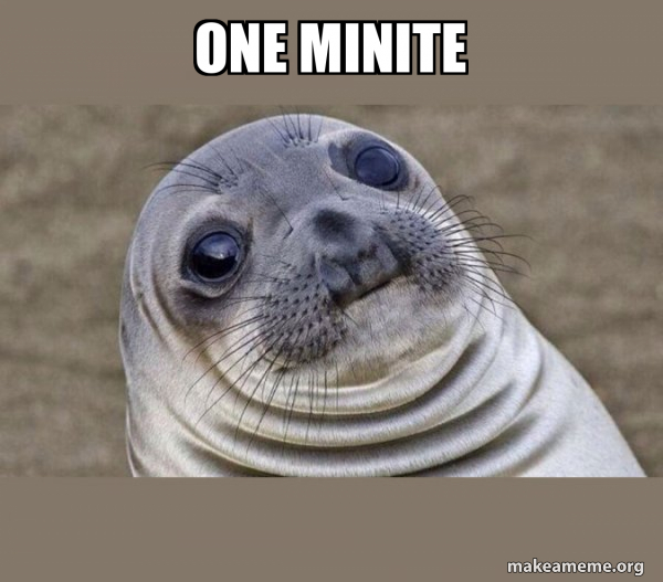 one minite - Squeamish Seal Meme Generator