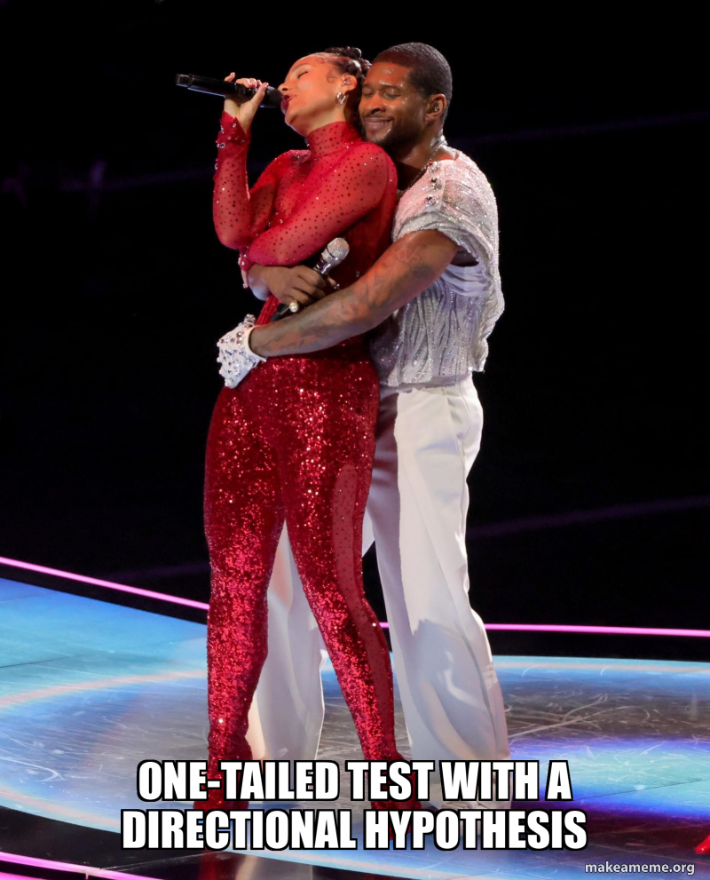 ONE-TAILED TEST with a directional hypothesis Meme Generator