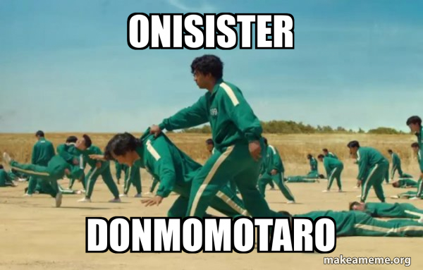 onisister Donmomotaro - Squid Game Ali Holding Seong Meme Generator