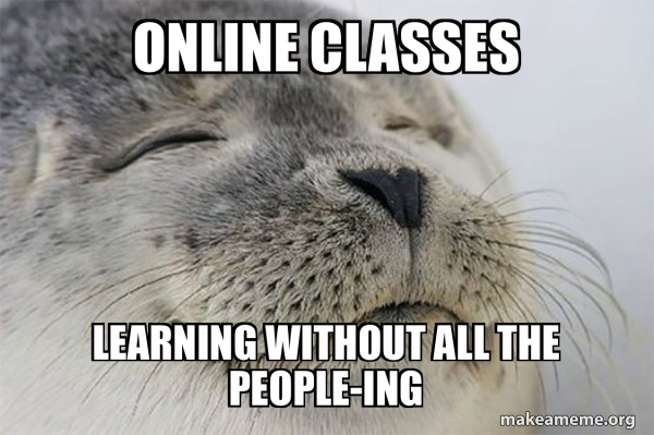 Online classes Learning without all the people-ing - Satisfied Seal ...