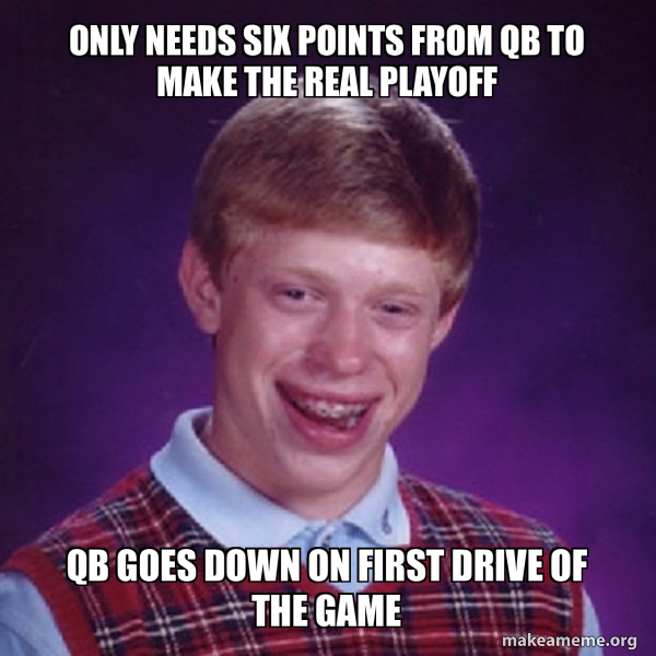 Only needs six points from QB to make the real playoff QB goes down on ...