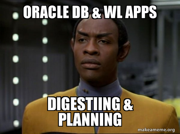 Oracle DB & WL Apps Digestiing & Planning - Skeptical Vulcan Meme Generator