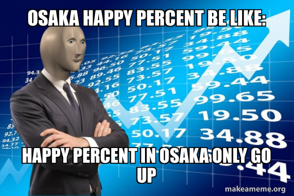 Osaka happy percent be like: Happy percent in Osaka only go up - Stonks ...