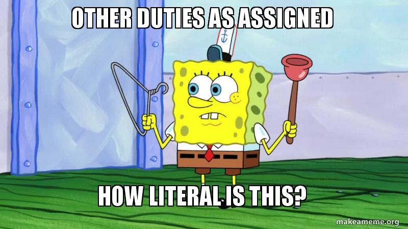 other duties as assigned how literal is this? Meme Generator