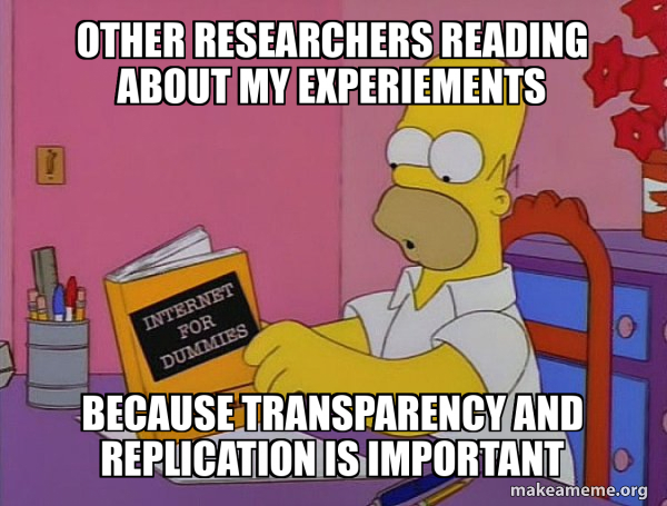 other researchers reading about my experiements because transparency ...