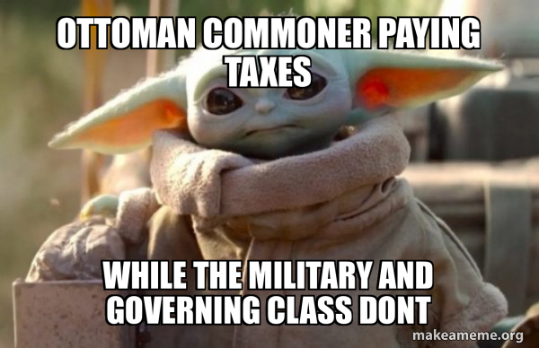 Ottoman commoner paying taxes while the military and governing class ...