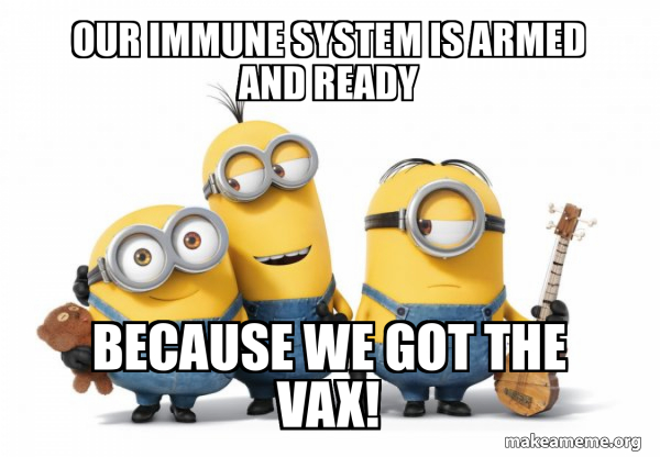 Our immune system is armed and ready Because we got the vax! - Minions ...
