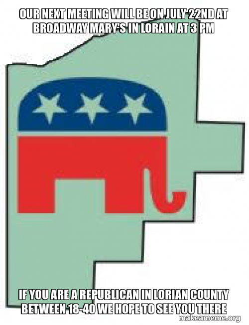 Our next meeting will be on July 22nd at Broadway Mary's in Lorain at 3 ...