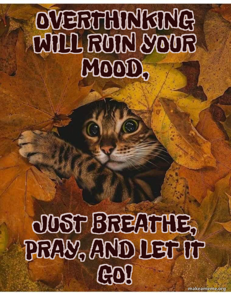 Overthinking will ruin your mood, Just breathe, Pray, and let it go ...