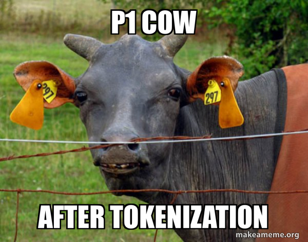P1 Cow after tokenization - Hairless Cow Meme Generator