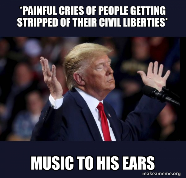 *painful cries of people getting stripped of their civil liberties ...