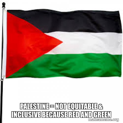 Palestine = not equitable & inclusive because red and green Meme Generator