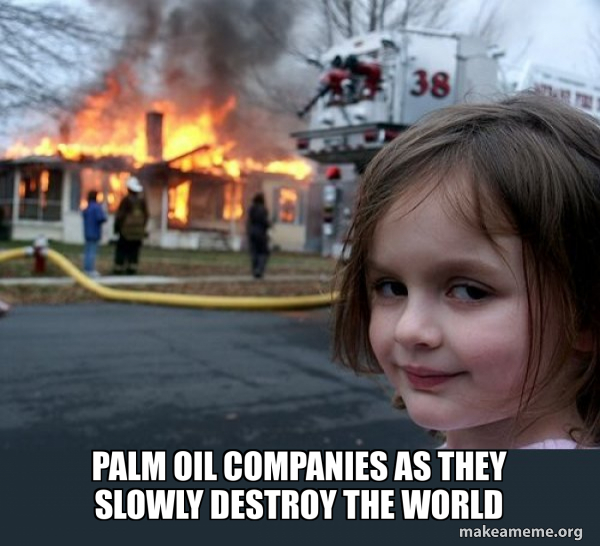Palm oil companies as they slowly destroy the world - Disaster Girl ...