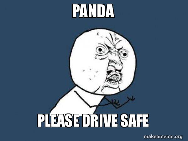 PANDA PLEASE DRIVE SAFE - Y U No | Make a Meme