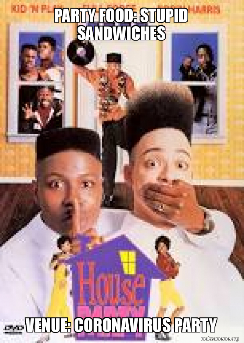 party food: stupid sandwiches venue: coronavirus party Meme Generator