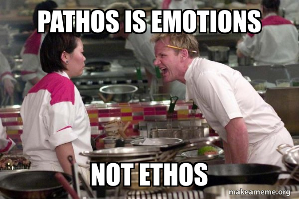 Pathos is emotions Not ethos - Gordon Ramsay Meme Generator