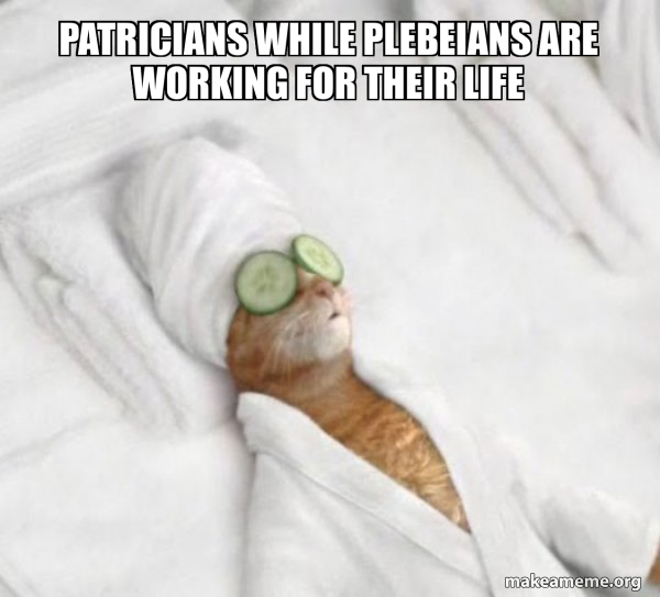 Patricians while Plebeians are working for their life - Pampered Cat ...
