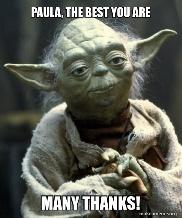 Paula, the best you are Many thanks! - Yoda Meme Generator