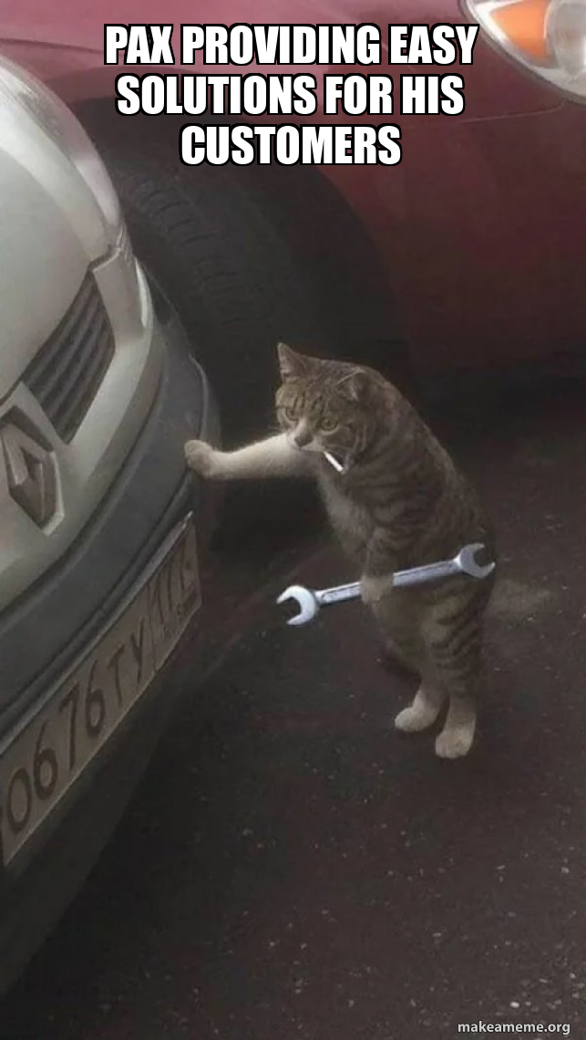 PAX Providing easy solutions for his customers - Mechanic Cat Meme ...