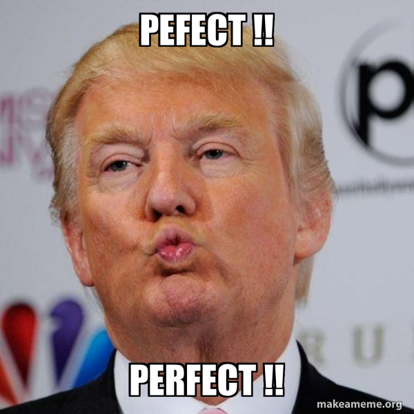 pefect !! perfect !! - Donald Trump Kissing Meme Generator