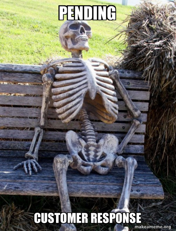Pending Customer response - Waiting Skeleton Meme Generator