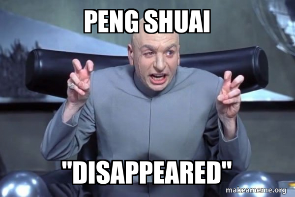 peng shuai "disappeared" - Dr Evil Austin Powers Meme Generator