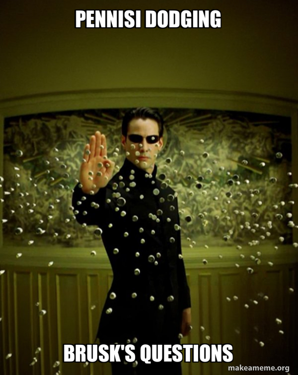 Pennisi dodging Brusk's questions - Neo Stopping Bullets Meme Generator