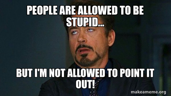 people are allowed to be stupid... but i'm not allowed to point it out ...