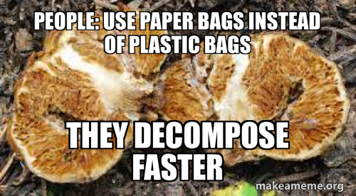 People: use paper bags instead of plastic bags they decompose faster ...