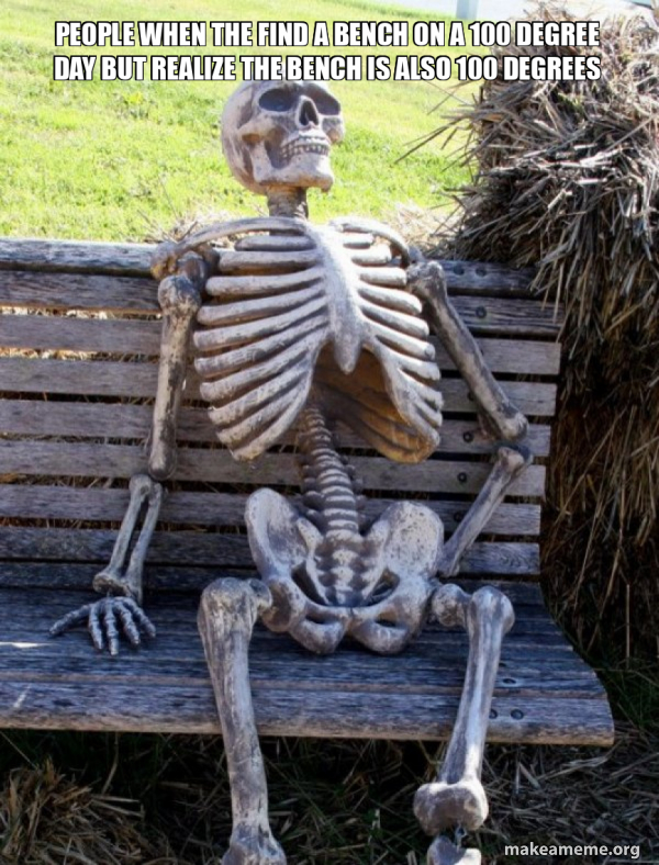people when the find a bench on a 100 degree day but realize the bench ...