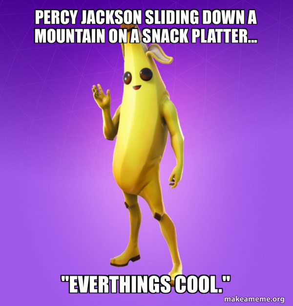 Percy Jackson sliding down a mountain on a snack platter... "everthings ...
