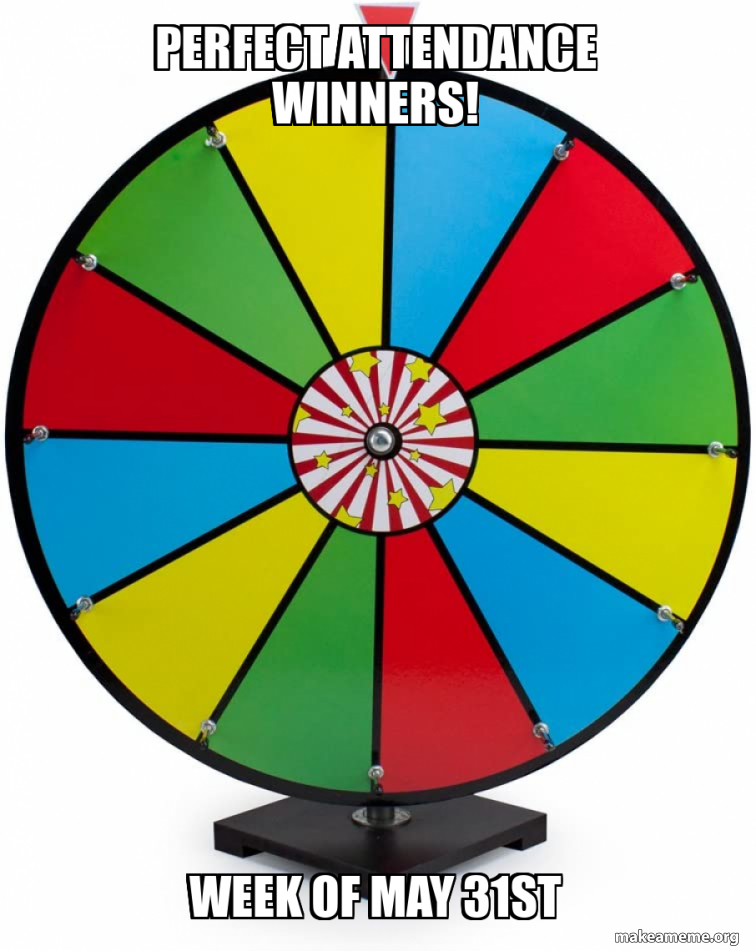 Perfect Attendance Winners! Week of May 31st Meme Generator