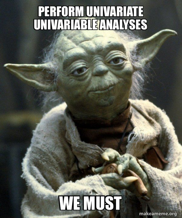 perform univariate univariable analyses we must - Yoda Meme Generator