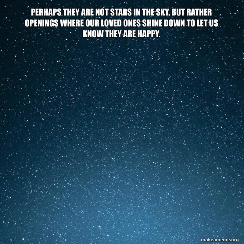 Perhaps they are not stars in the sky, but rather OPENINGS WHERE OUR ...