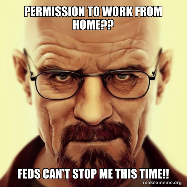 Permission to work from home?? Feds can't stop me this time!! - Walter ...