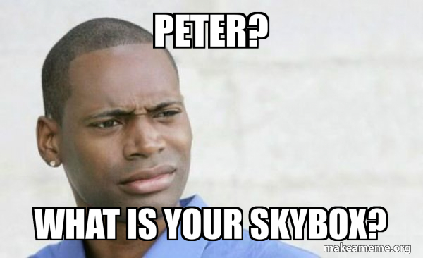 Peter? what is your skybox? - Confused Black Man Meme Generator