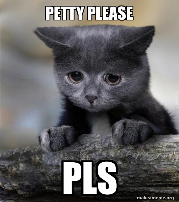 Petty please Pls - Confession Cat Meme Generator