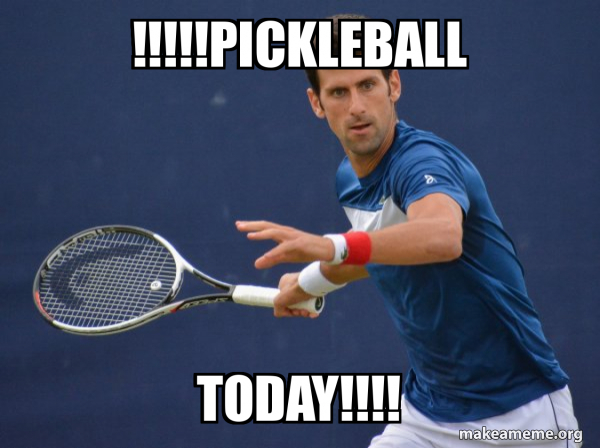 PICKLEBALL TODAY!!!! - Sudden Clarity Djokovic Meme Generator