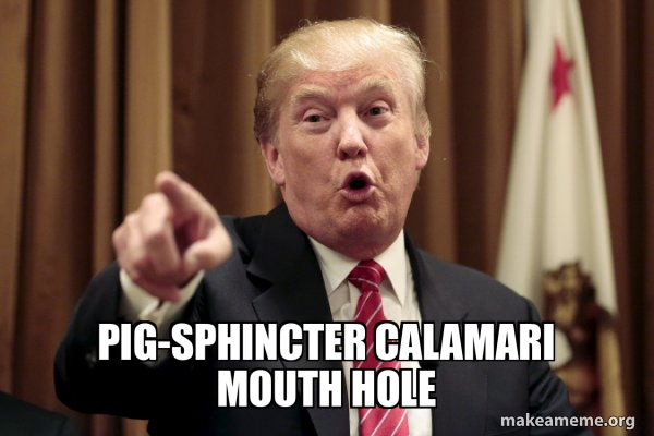 pig-sphincter calamari mouth hole - Donald Trump Says Meme Generator