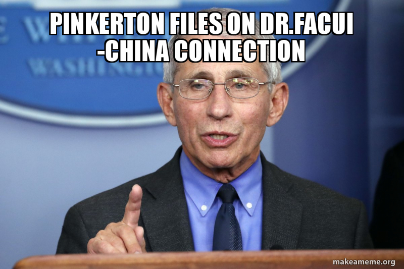 Pinkerton fIles on Dr.Facui -China connection Meme Generator