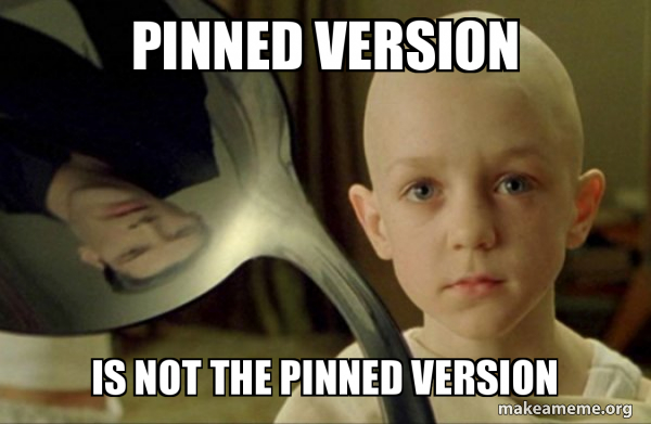 pinned version is not the pinned version - There is no Spoon Meme Generator