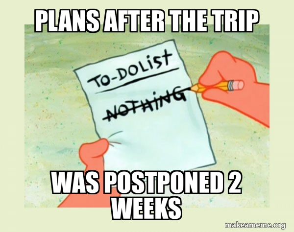 Plans after the trip was postponed 2 weeks - To Do List - Nothing Meme ...