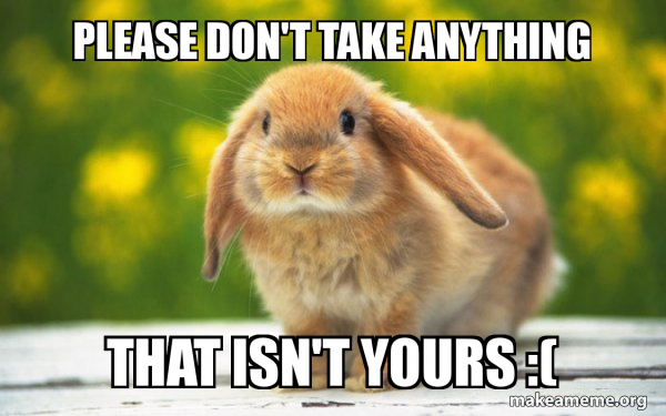 Please don't take anything that isn't yours :( - Regretful Rabbit Meme ...