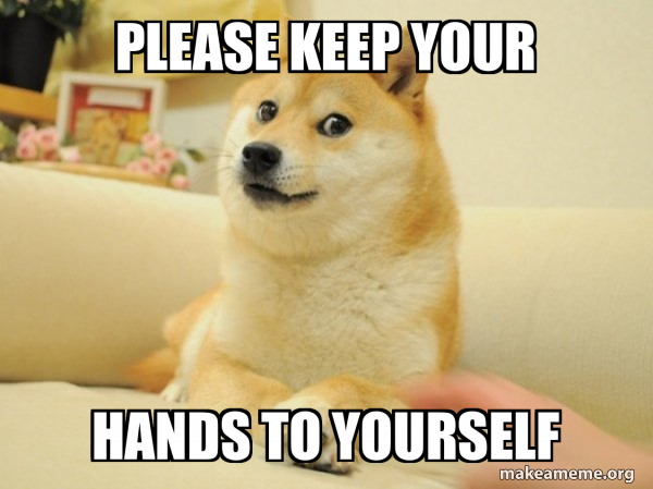 PLEASE KEEP YOUR HANDS TO YOURSELF - Doge Meme Generator