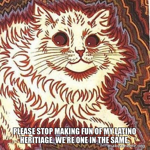 please stop making fun of my latino heritiage. we're one in the same ...