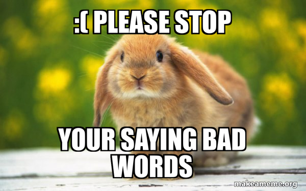 :( please stop your saying bad words - Regretful Rabbit Meme Generator