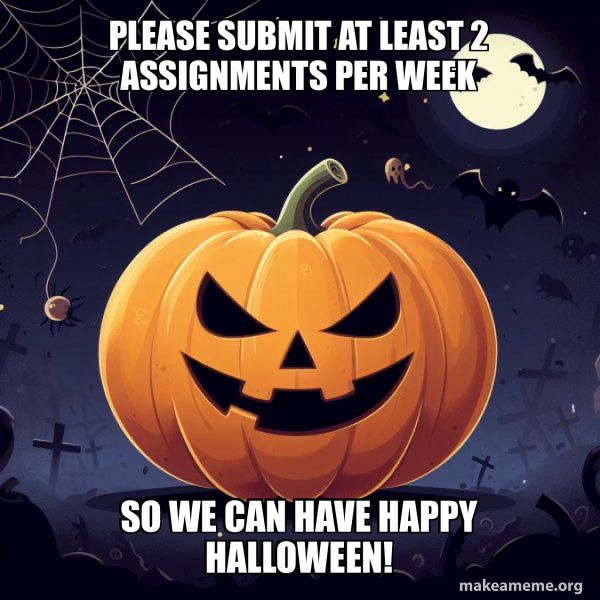 Please submit at least 2 assignments per week so we can have Happy ...