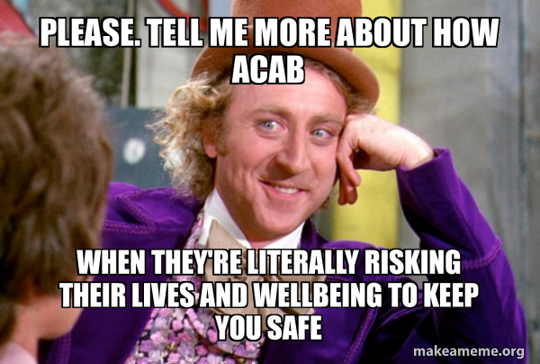 Please. Tell me more about how ACAB When they're literally risking ...